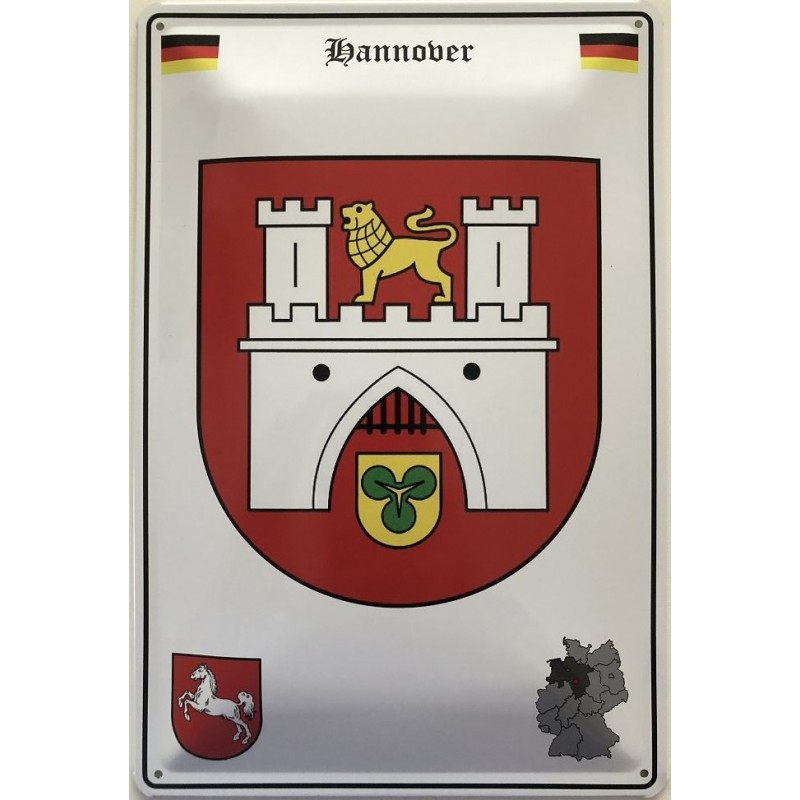 Deutschland Hannover Wappen - Blechschild 30 x 20 cm