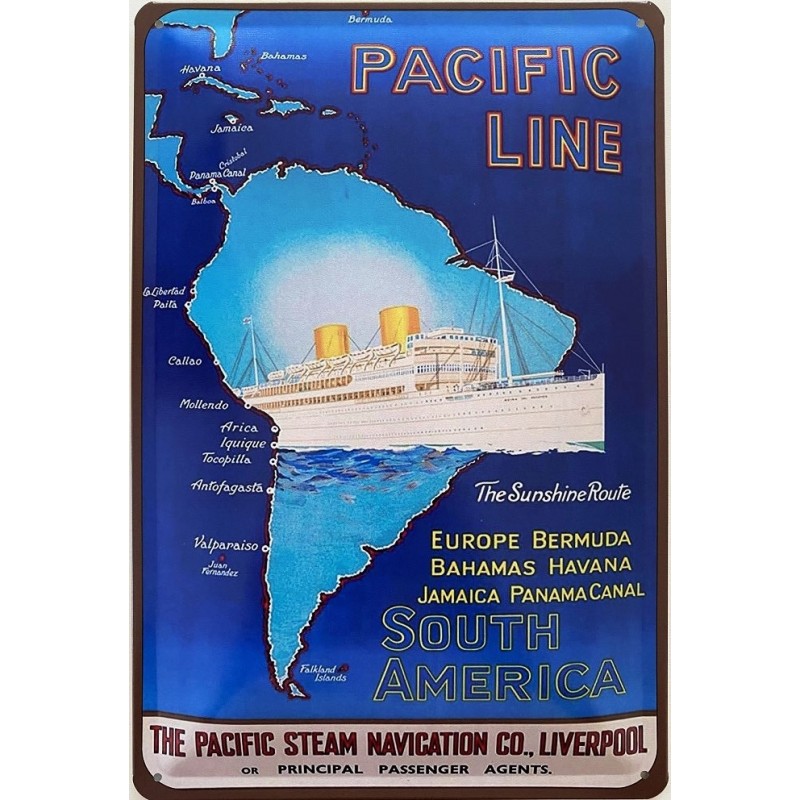 Pacific Line - The Sunshine Route - Blechschild 30 x 20 cm