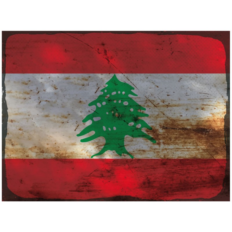 National Flagge im Vintage Design Libanon Flag of Lebanon - Blechschild ...