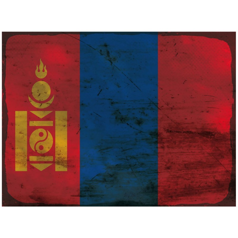National Flagge im Vintage Design Mongolei Flag of Mongolia ...